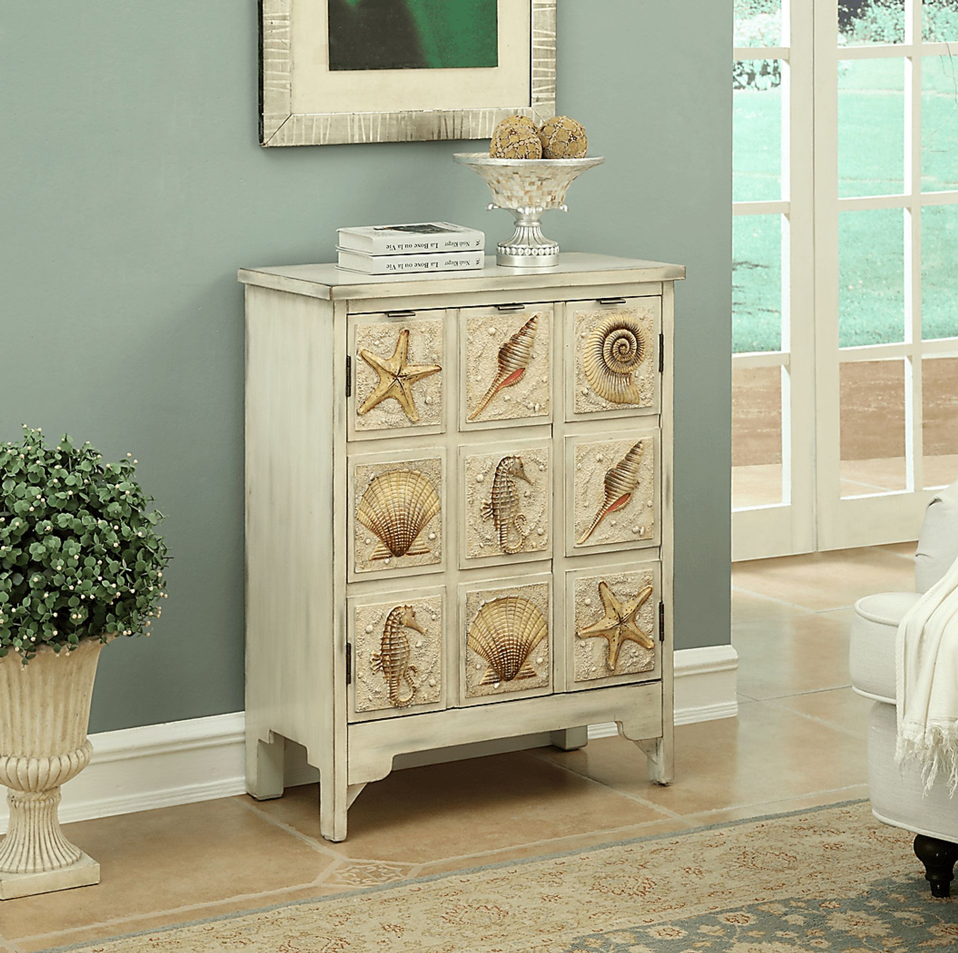 Caye Beach Oatmeal Colors,White Accent Cabinet | Rooms to Go