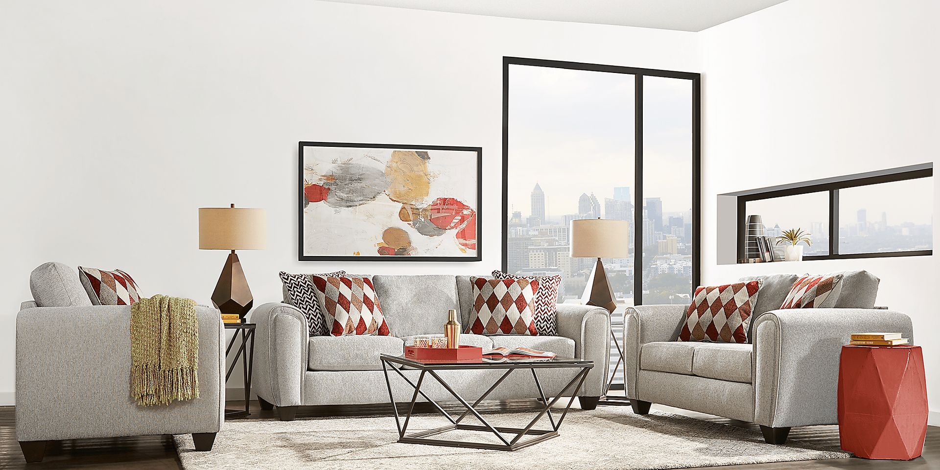 Caylor Falls Dove Gray Polyester Fabric Sofa | Rooms to Go