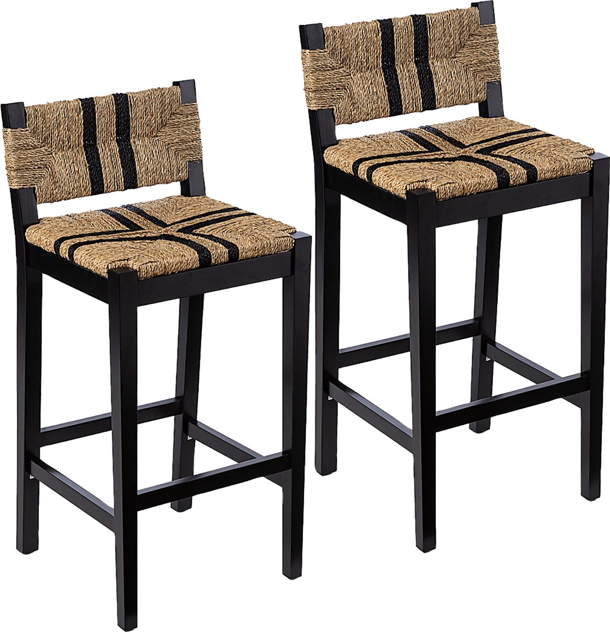 Cedarhurst Black Black,Colors Natural Beige,White Barstool, Set Of 2 ...