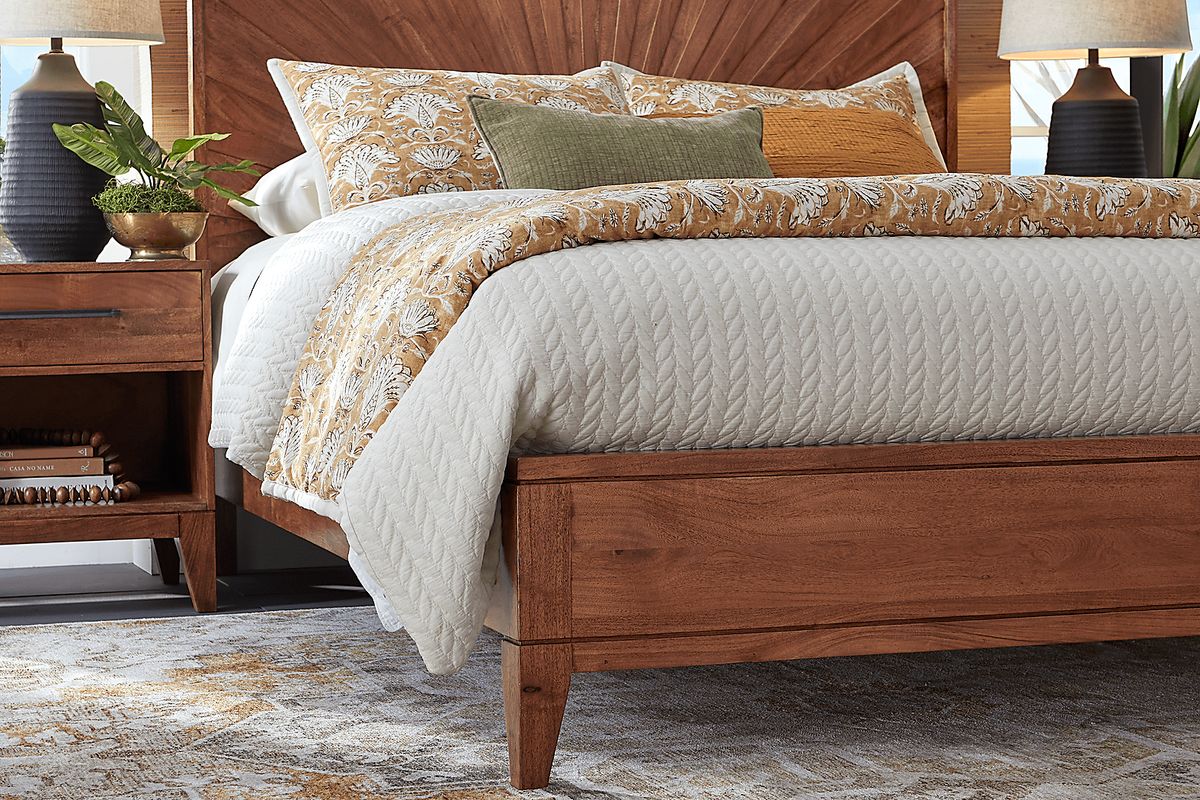Cedona View 7 Pc Natural Light Wood King Bedroom Set With 3 Pc King ...