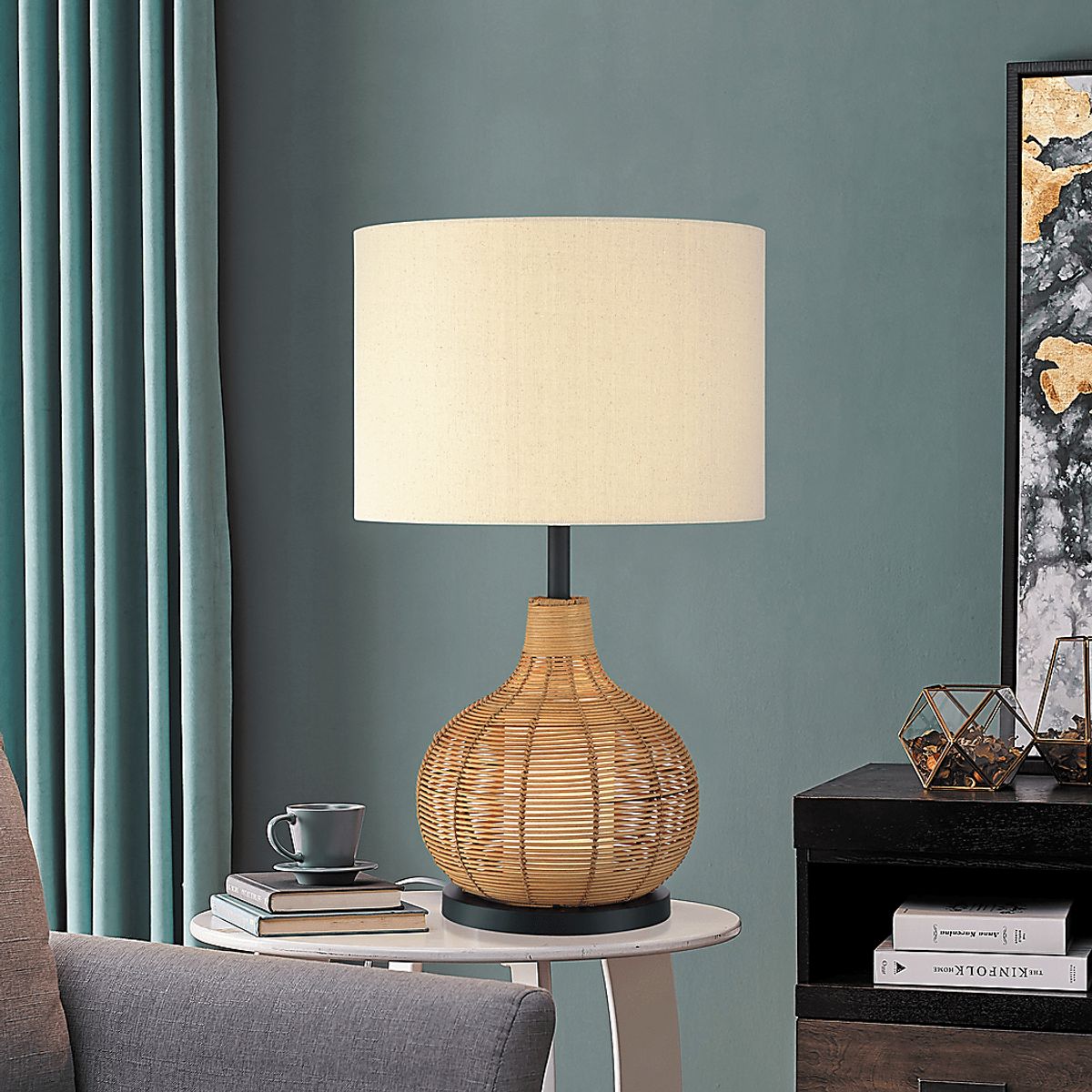 Chaboya Cove Natural Beige,White Table Lamp | Rooms to Go