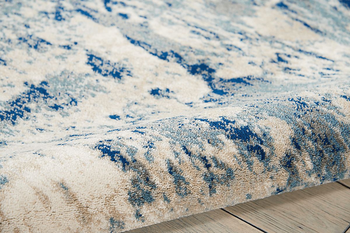 Channe Blue Polyester Fabric Rug | Rooms to Go