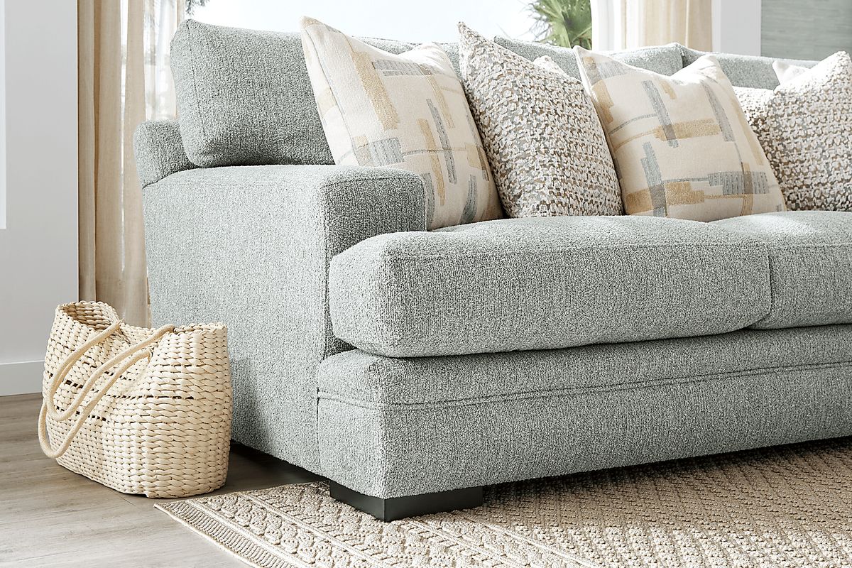 Cindy Crawford Channel Park Hydra Blue Boucle Sofa | Rooms to Go