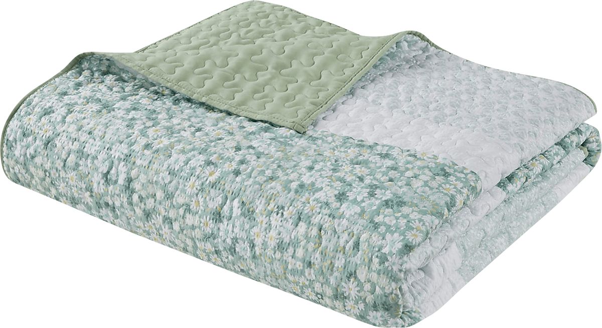 Chapote Green Polyester Fabric 4 Pc Full/Queen Quilt Set | Rooms to Go
