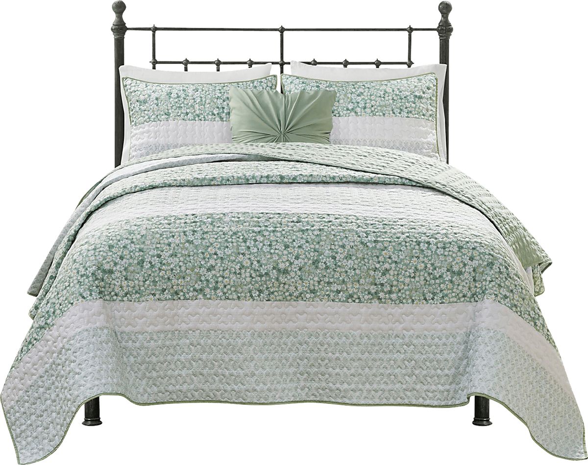 Chapote Green Polyester Fabric 4 Pc Full/Queen Quilt Set | Rooms to Go
