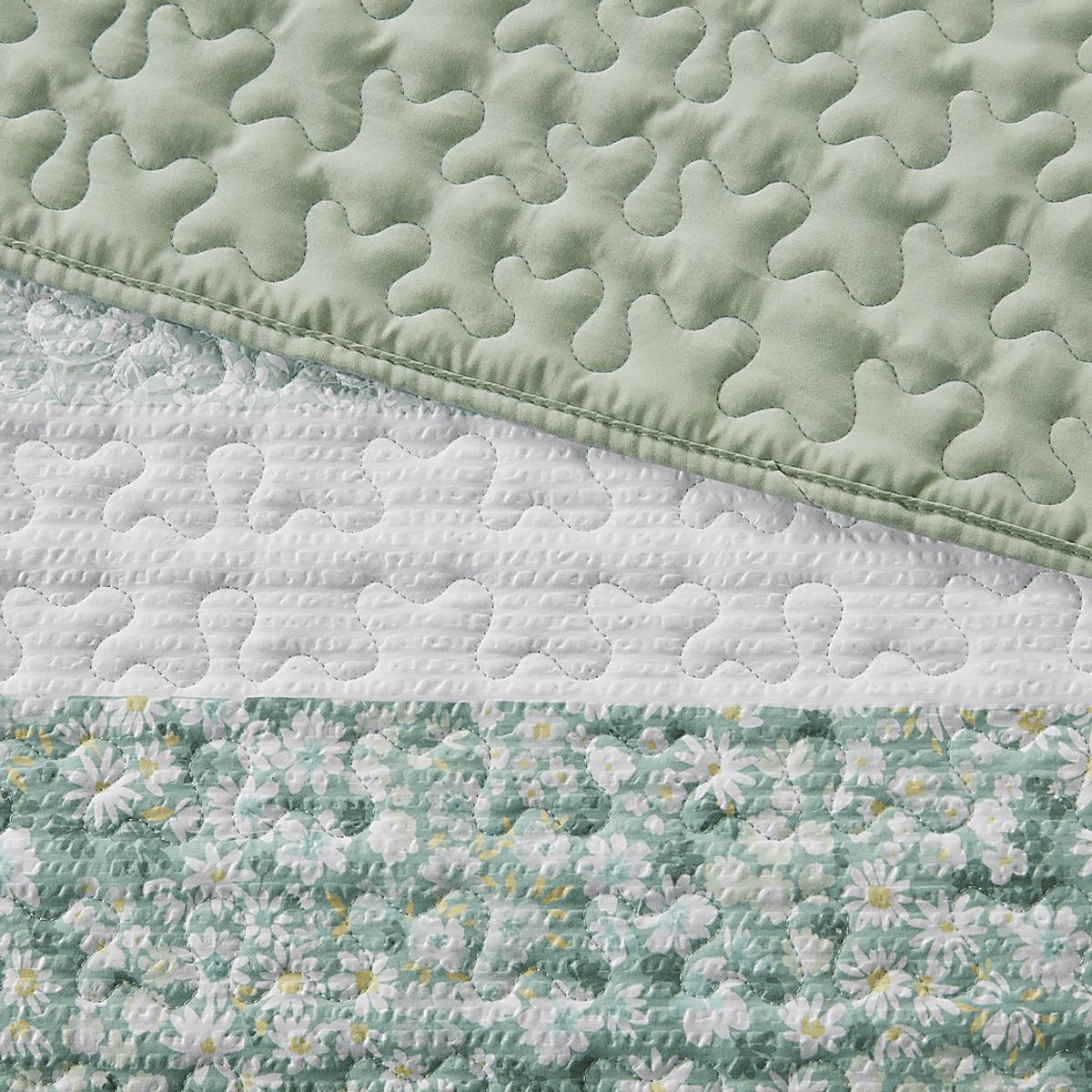 Chapote Green Polyester Fabric 4 Pc King/California King Quilt Set ...
