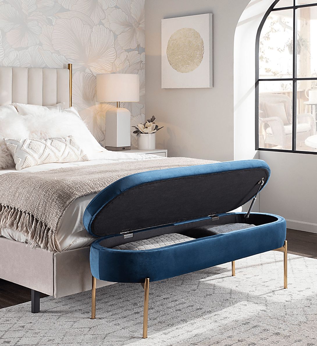 Chardan Blue Storage Bench - Rooms To Go