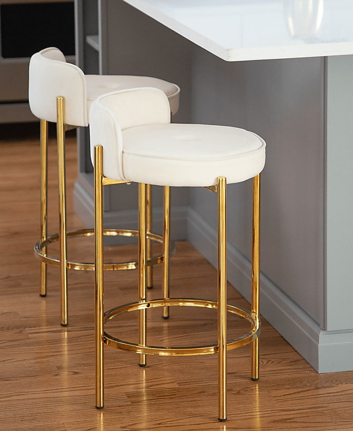 Chardan Gold Colors,Metal White Counter Height Stool, Set Of 2 | Rooms ...