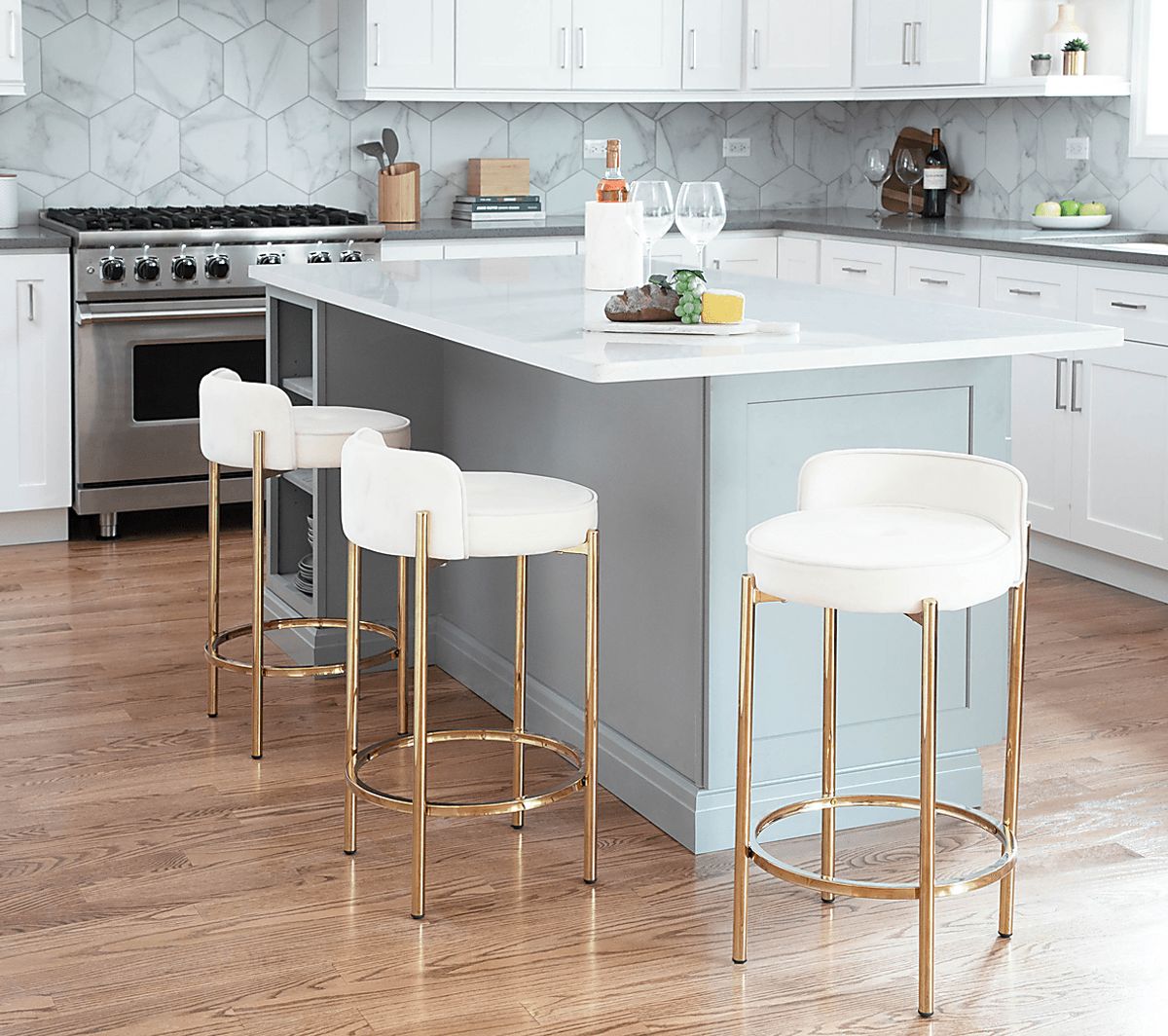 Chardan Gold Colors,Metal White Counter Height Stool, Set Of 2 | Rooms ...