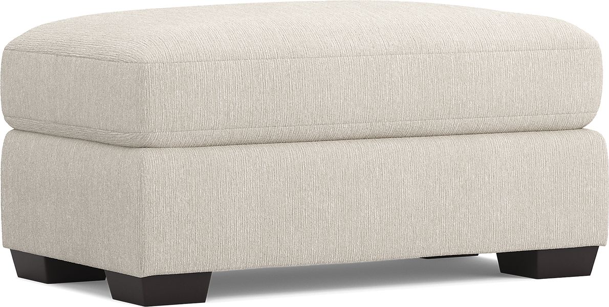 Charlton Street Off-White Beige,White Polyester Fabric Ottoman - Rooms ...