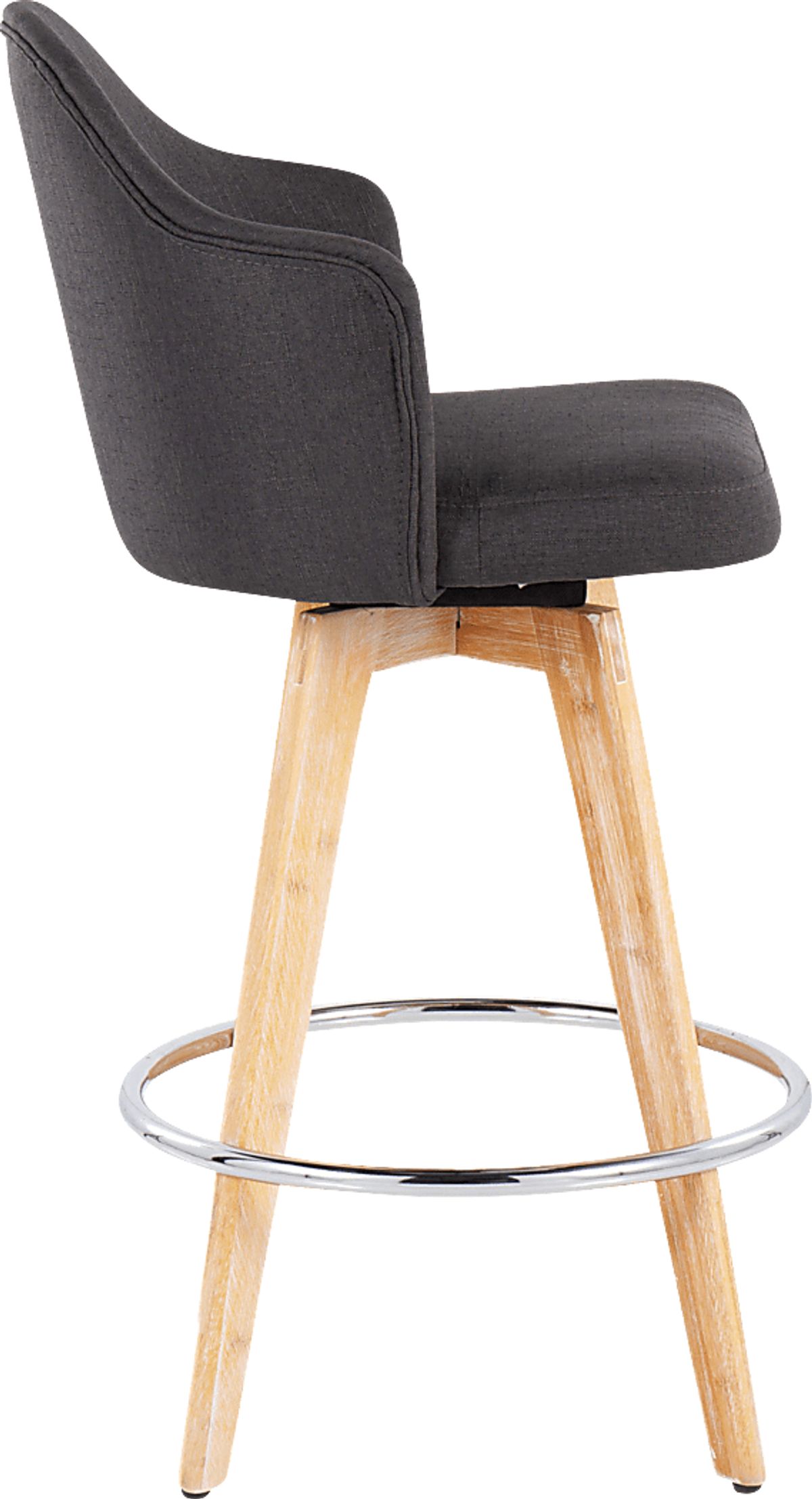 Chazmin Natural Light Wood Charcoal Black,Gray Swivel Barstool | Rooms ...