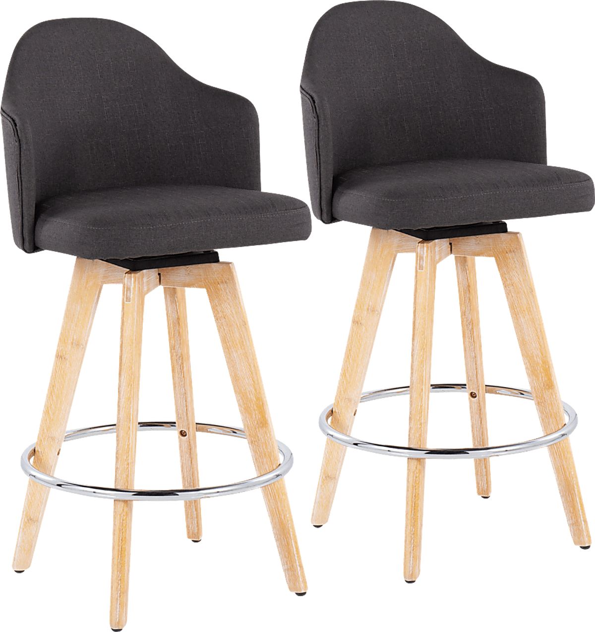 Chazmin Natural Light Wood Charcoal Black,Gray Swivel Barstool | Rooms ...