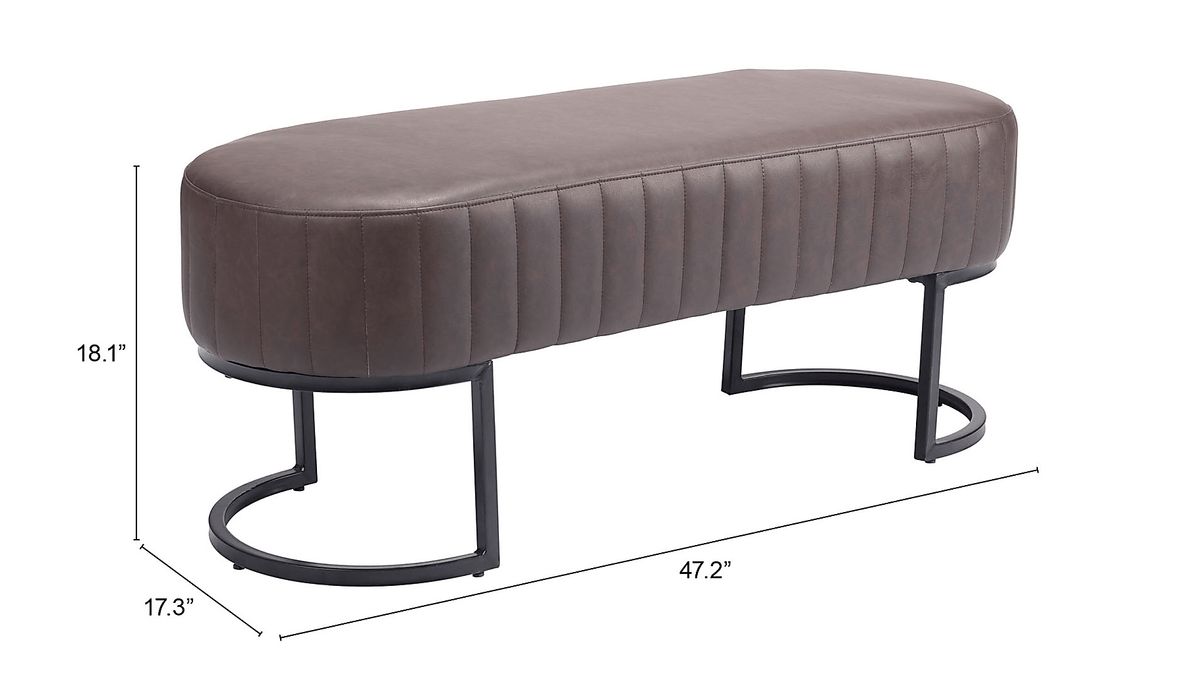 Chilligan Brown Polyurethane Fabric Bench | Rooms to Go