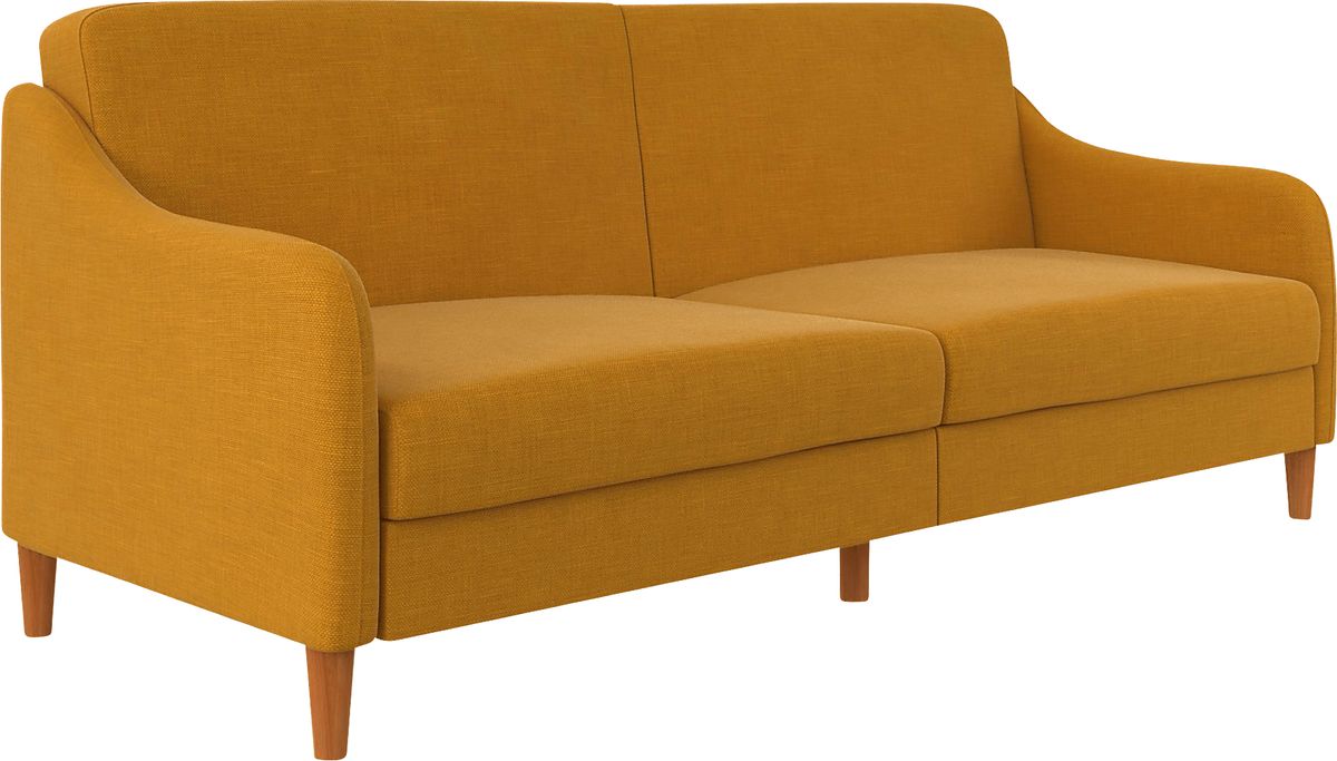 Chinauld II Mustard Yellow Linen Fabric Futon | Rooms to Go