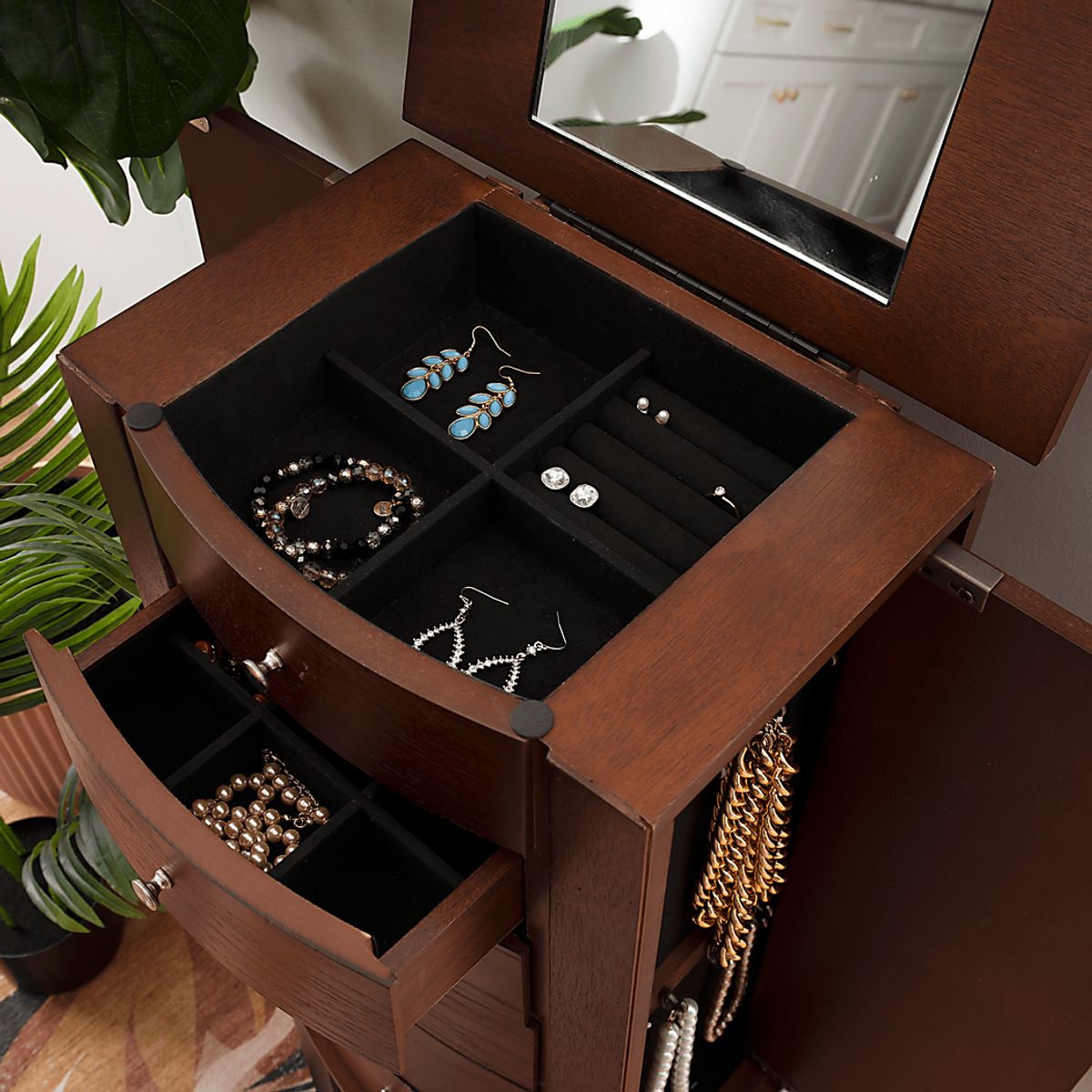 Chipco Brown Dark Wood Jewelry Armoire | Rooms to Go