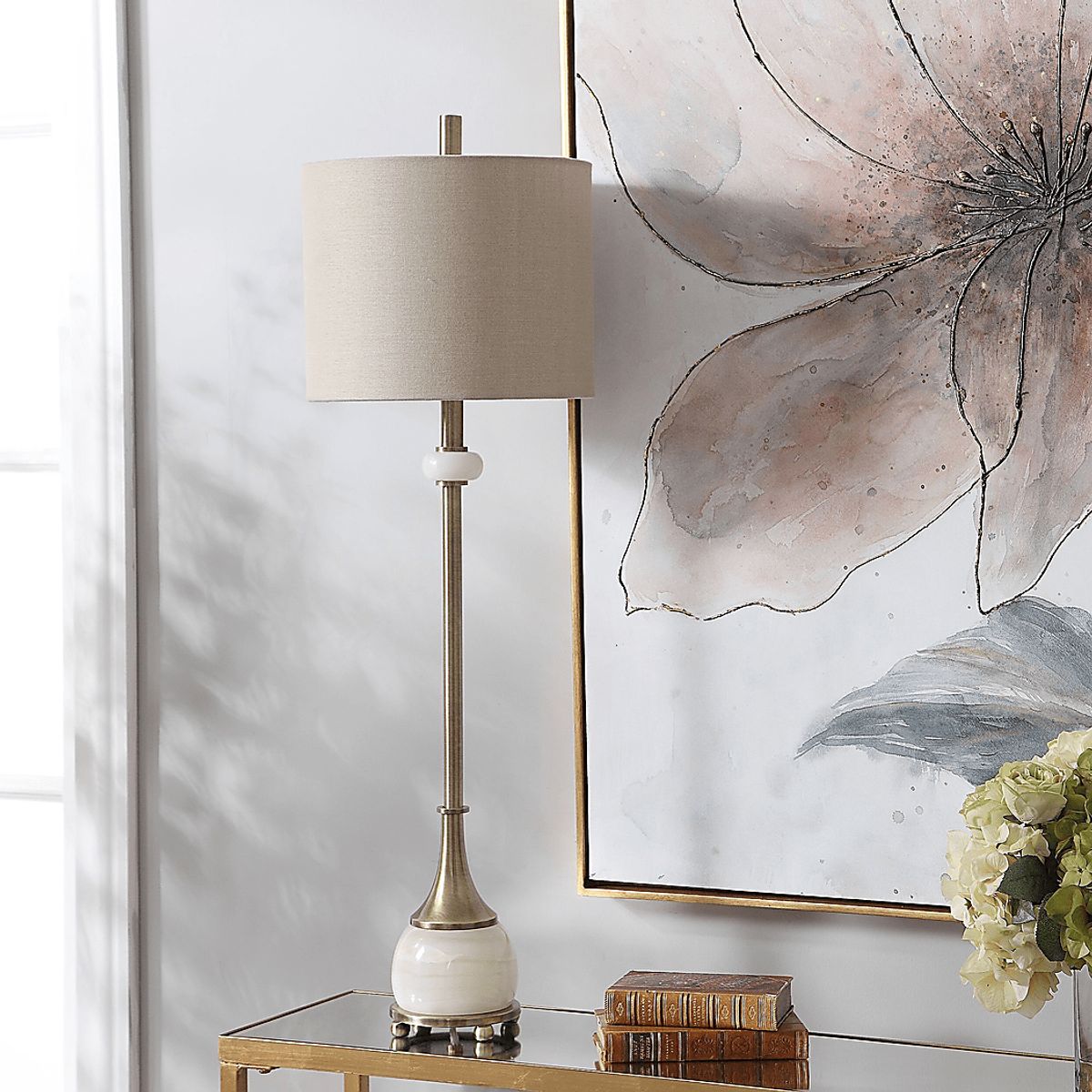 Chloe Club Brass Yellow Table Lamp | Rooms to Go