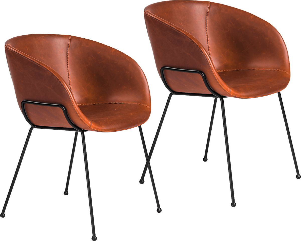 Choupique Dark Brown Leatherette Arm Chair, Set Of 2 | Rooms to Go