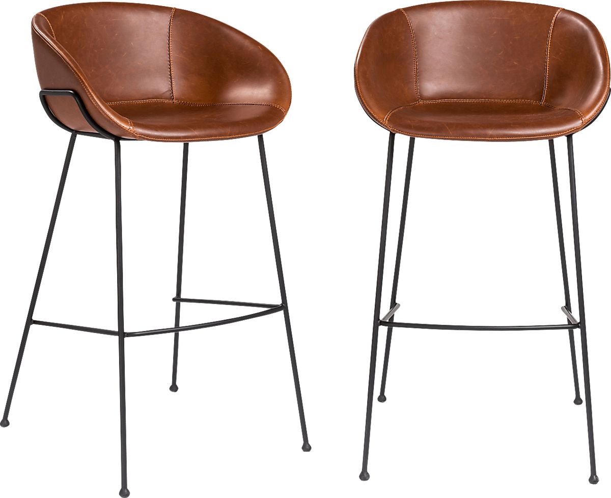 Choupique Dark Brown Leatherette Barstool, Set Of 2 | Rooms to Go