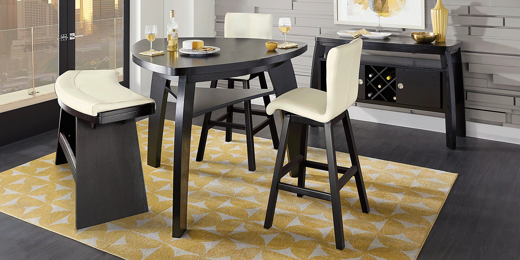 Cider Creek 4 Pc Chocolate Dark Wood Vanilla Beige Dining Room Set With ...