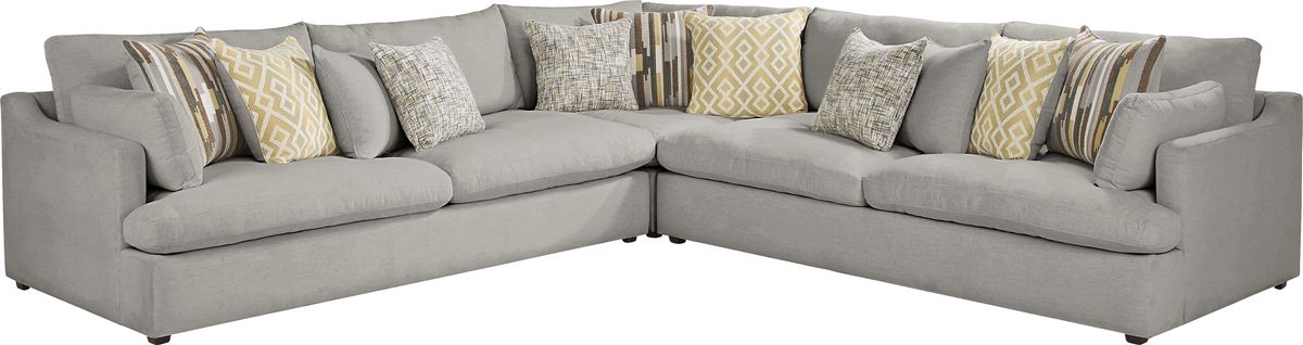 Cindy Crawford Aldon Park Gray Chenille Fabric 3 Pc Sectional | Rooms to Go