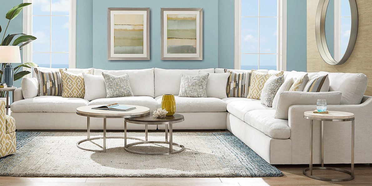 Cindy Crawford Home Aldon Park White 4 Pc Sectional - Rooms To Go