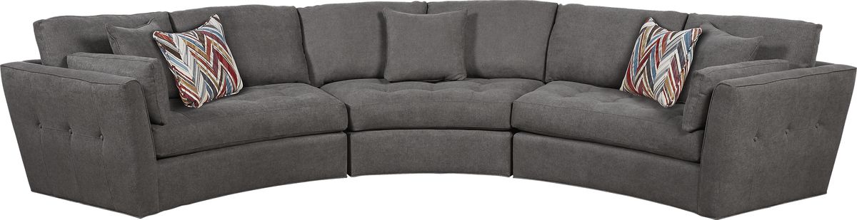 Cindy Crawford Arbor Park Granite Gray Microfiber 3 Pc Sectional ...