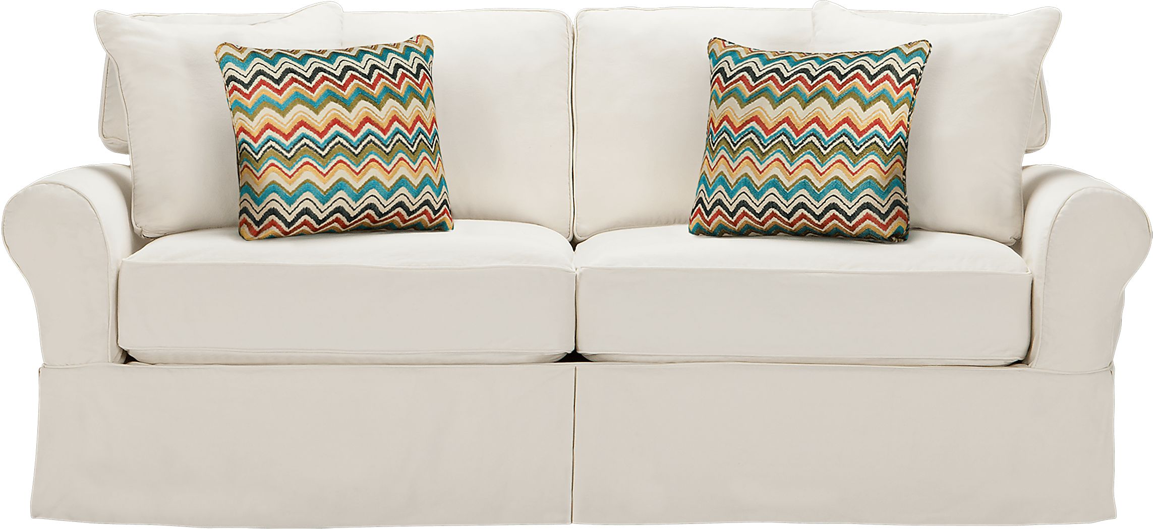 Cindy Crawford Beachside Natural Beige White Cotton Fabric Sofa
