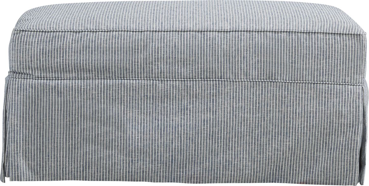 Cindy Crawford Beachside Walk Denim Blue Cotton Fabric Ottoman | Rooms ...