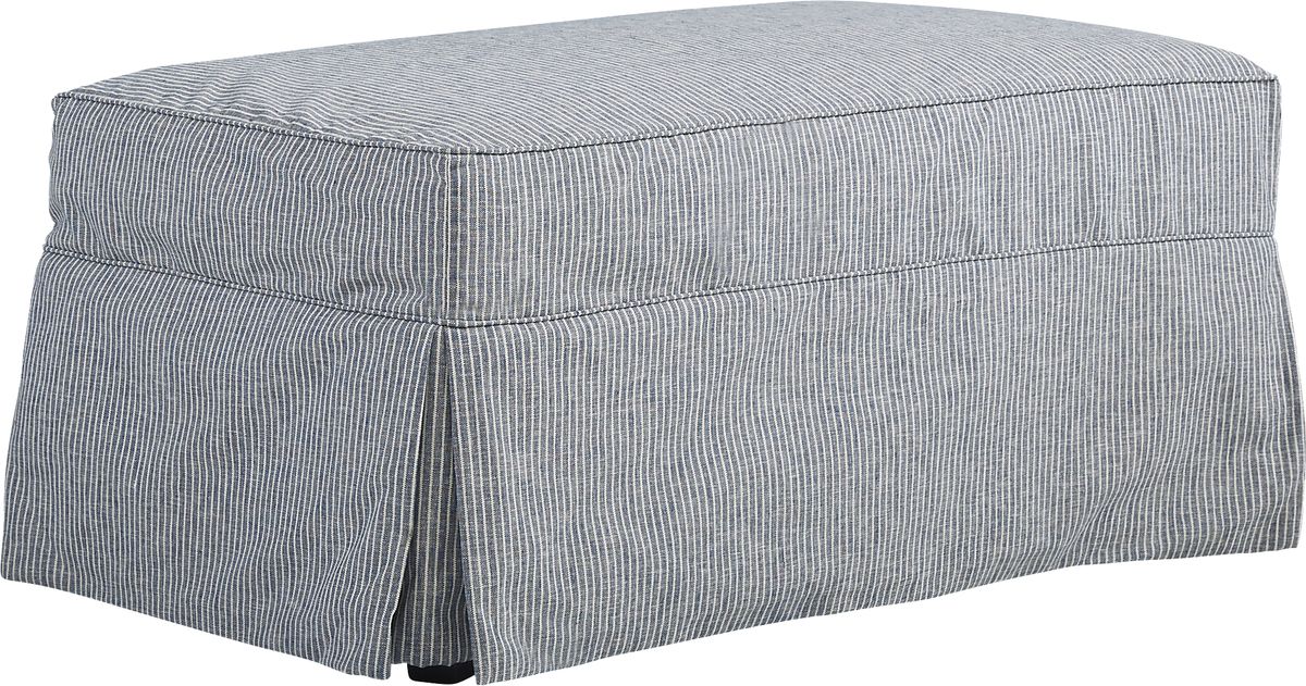 Cindy Crawford Beachside Walk Denim Blue Cotton Fabric Ottoman | Rooms ...