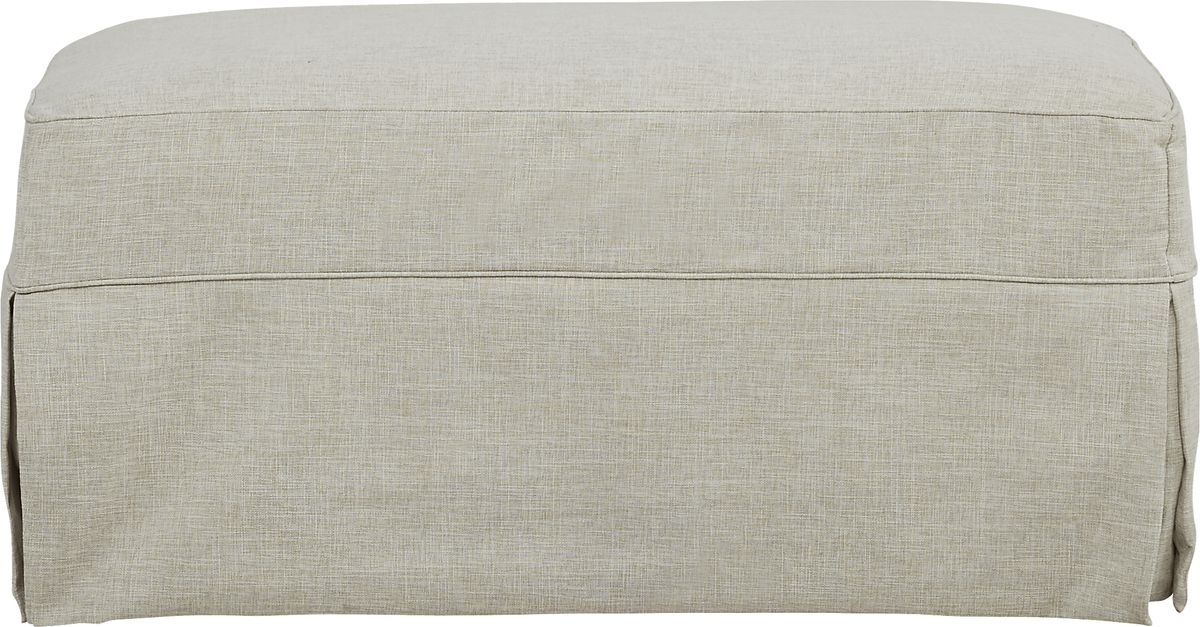 Cindy Crawford Beachside Walk Linen Beige Textured Ottoman | Rooms to Go