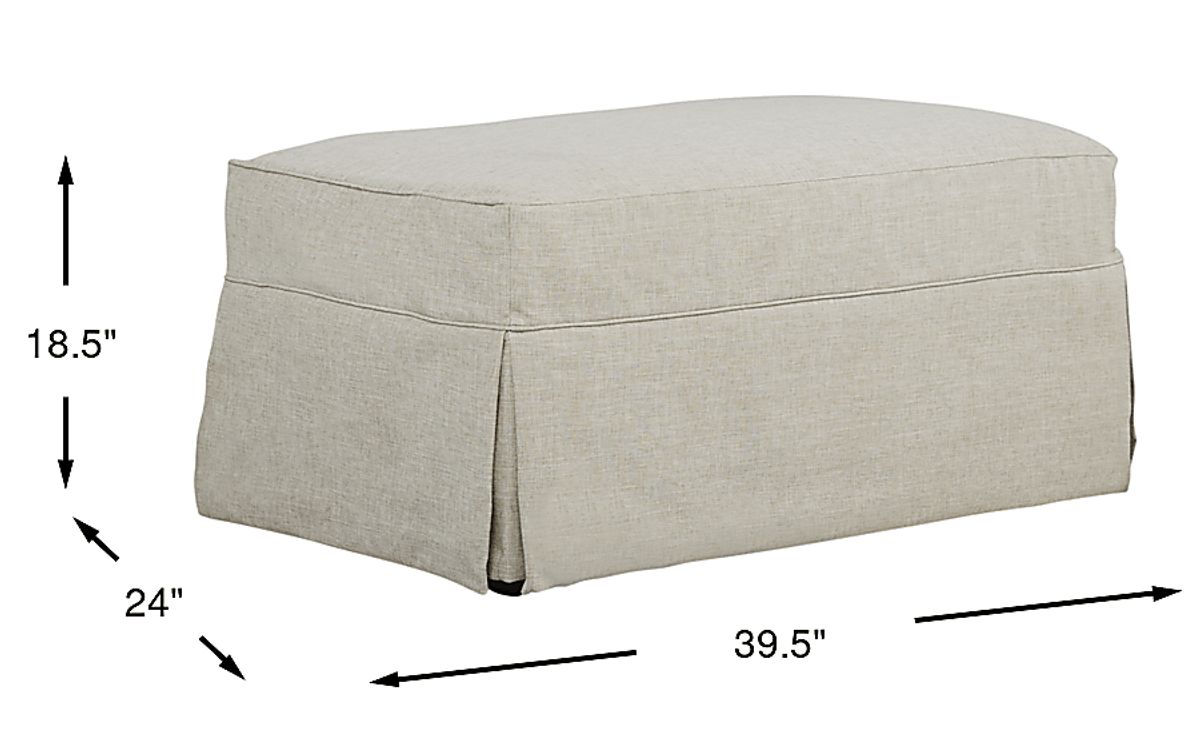 Cindy Crawford Beachside Walk Linen Beige Textured Ottoman | Rooms to Go