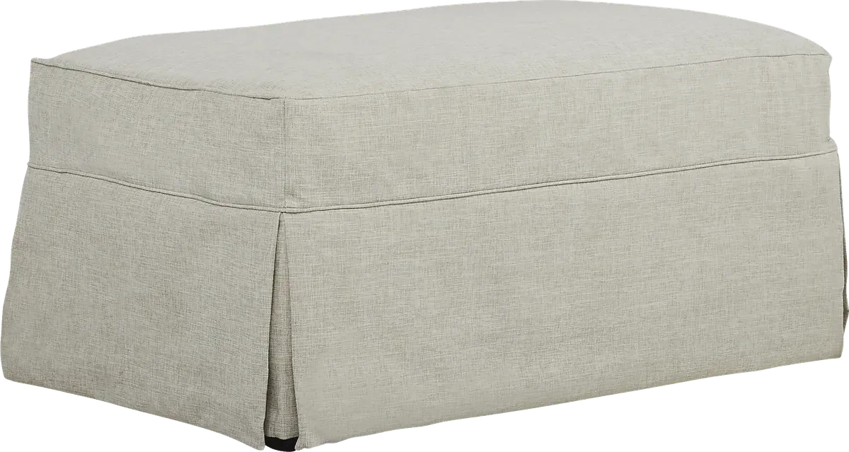 Cindy Crawford Beachside Walk Linen Beige Textured Ottoman | Rooms to Go