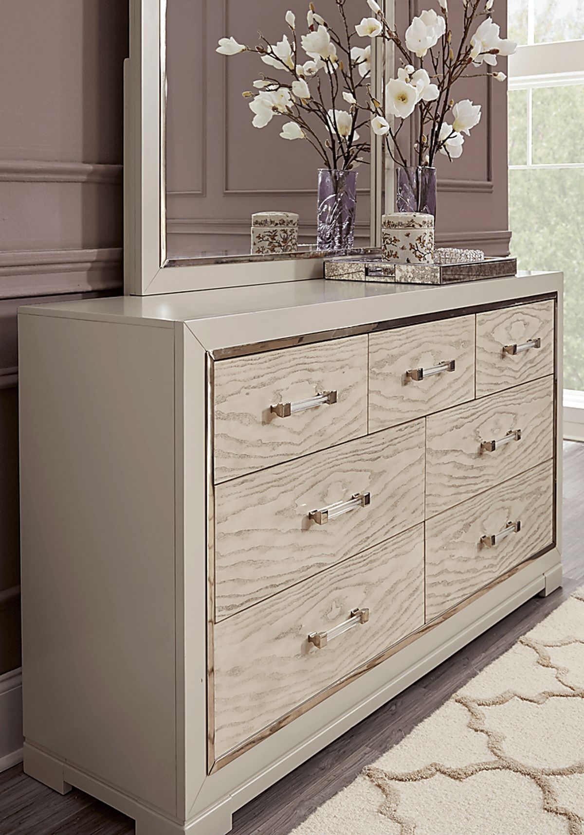 Cindy Crawford Bel Air Ivory Light Wood,White Dresser | Rooms to Go