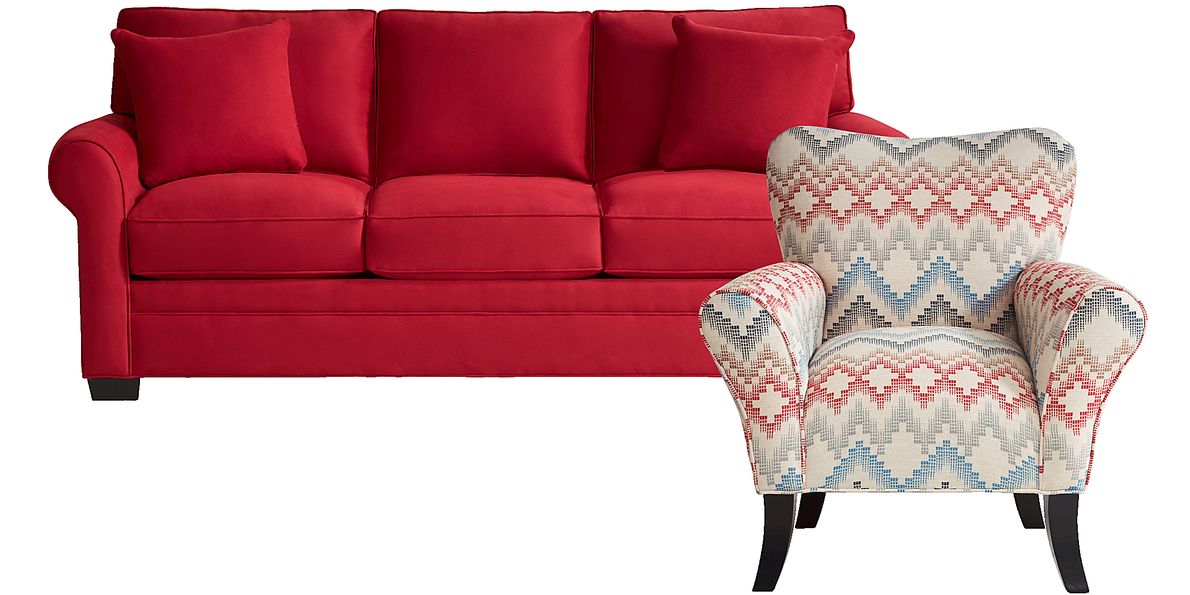 Cindy Crawford Bellingham 2 Pc Cardinal Red Microfiber Living Room Set ...
