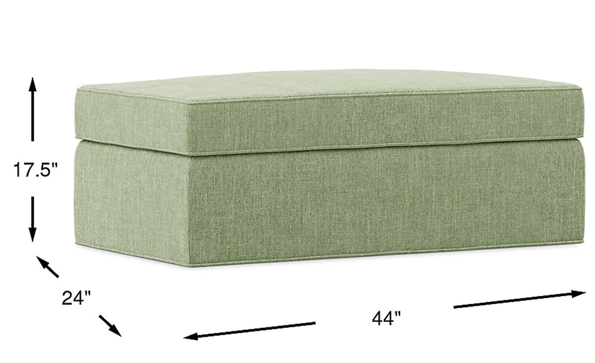 Cindy Crawford Bellingham Celadon Green Chenille Fabric Storage Ottoman ...