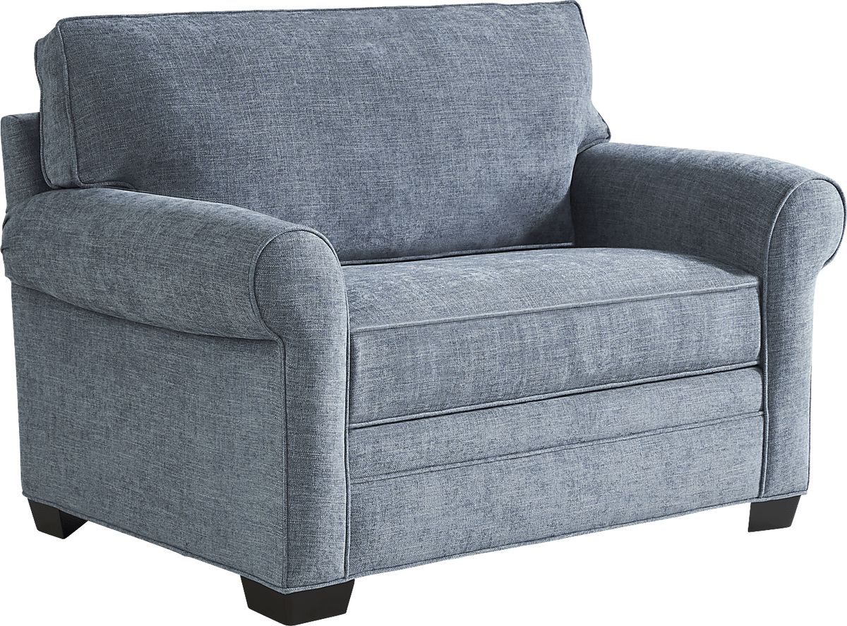 Cindy Crawford Bellingham 5 Pc Chambray Blue Chenille Fabric Living ...