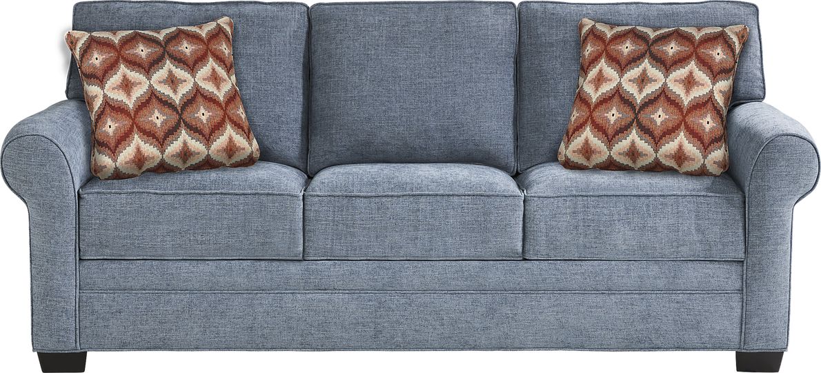 Cindy Crawford Bellingham Chambray Blue Chenille Fabric Sofa - Rooms To Go