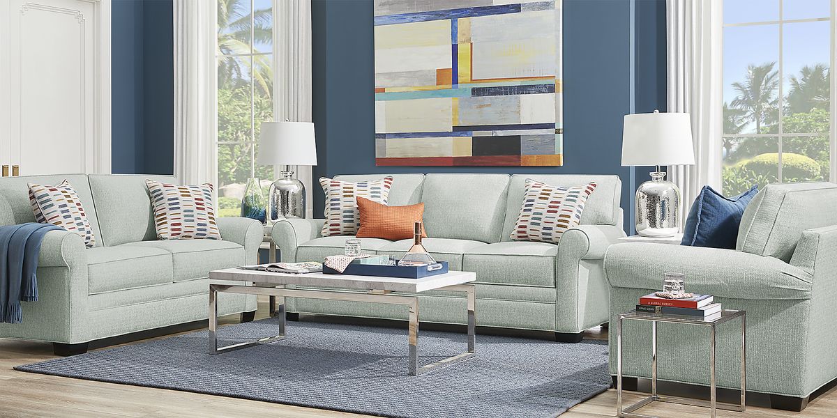 Cindy Crawford Bellingham Green Textured Loveseat | Rooms to Go