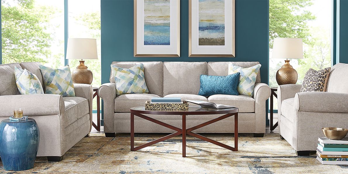 Cindy Crawford Bellingham 2 Pc Mushroom Brown Chenille Fabric Living ...