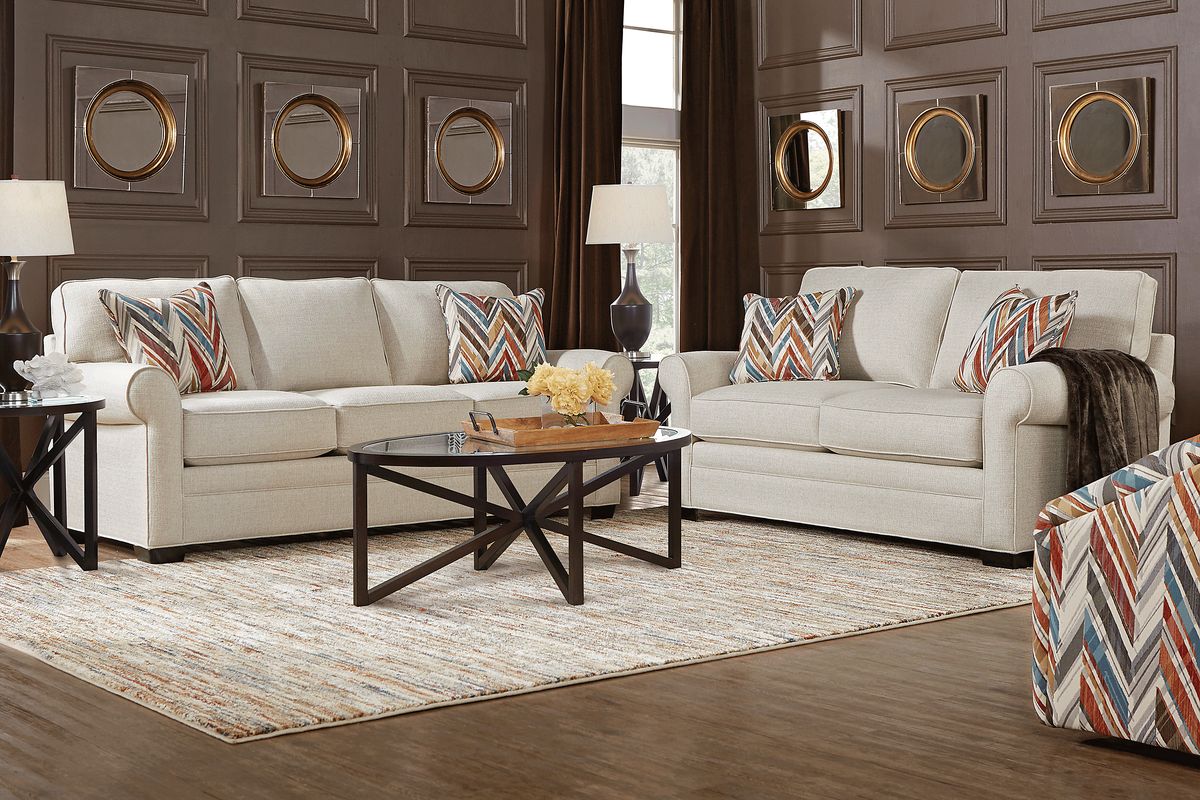 Cindy Crawford Bellingham 7 Pc Sand Beige Textured Sleeper Living Room ...