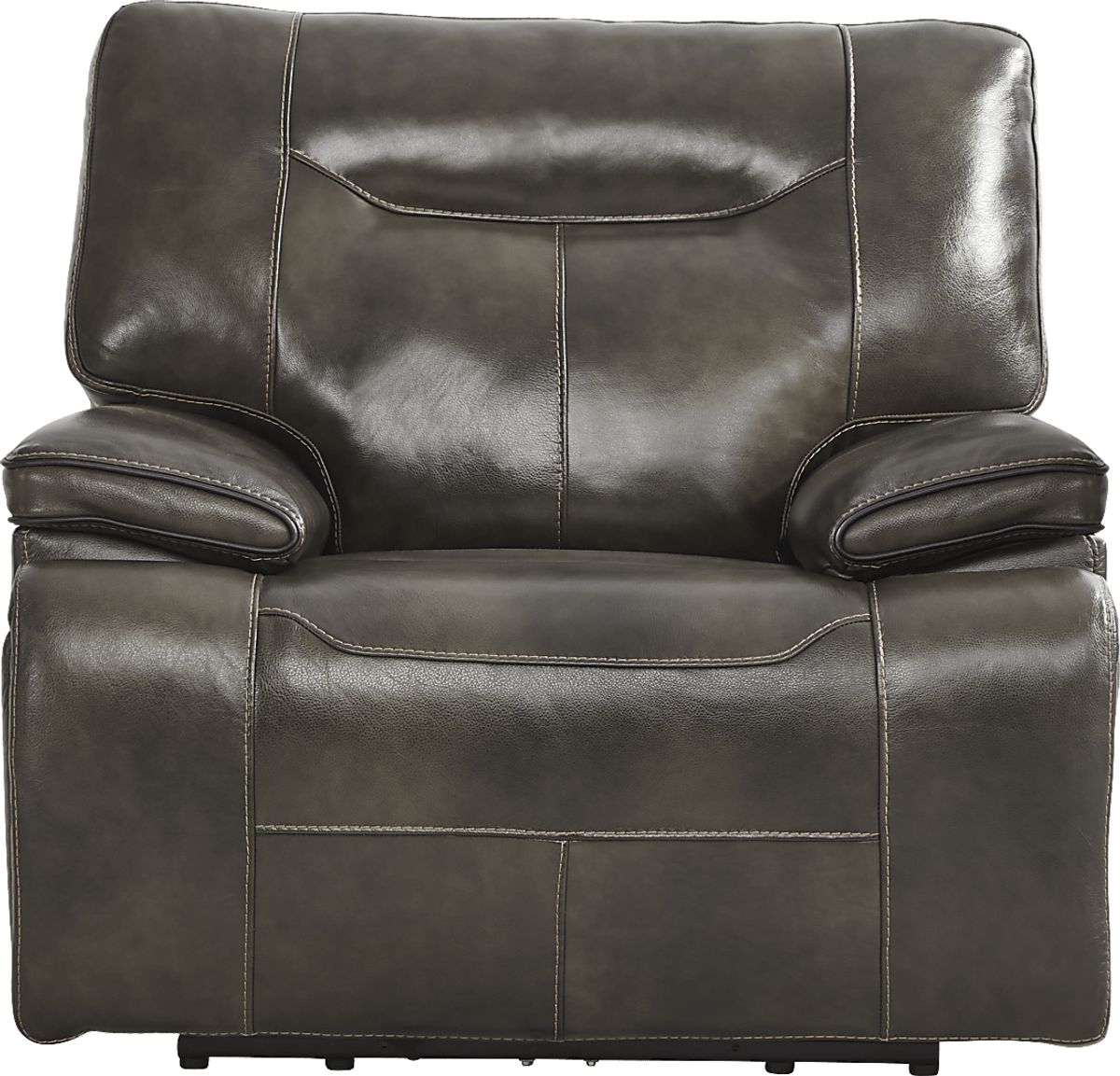 Cindy Crawford Bernsley Gray Leather Dual Power Recliner | Rooms to Go