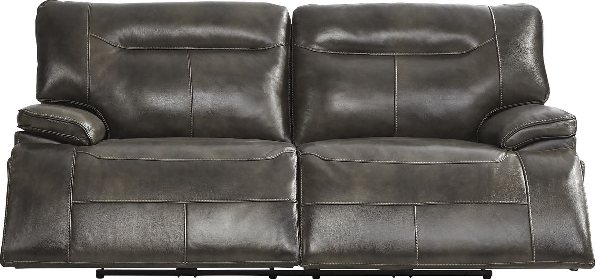 Cindy Crawford Bernsley Gray Leather Non-Power Reclining Sofa | Rooms to Go Cindy Crawford Bernsley Gray Leather Non-Power Reclining Sofa | Rooms to Go