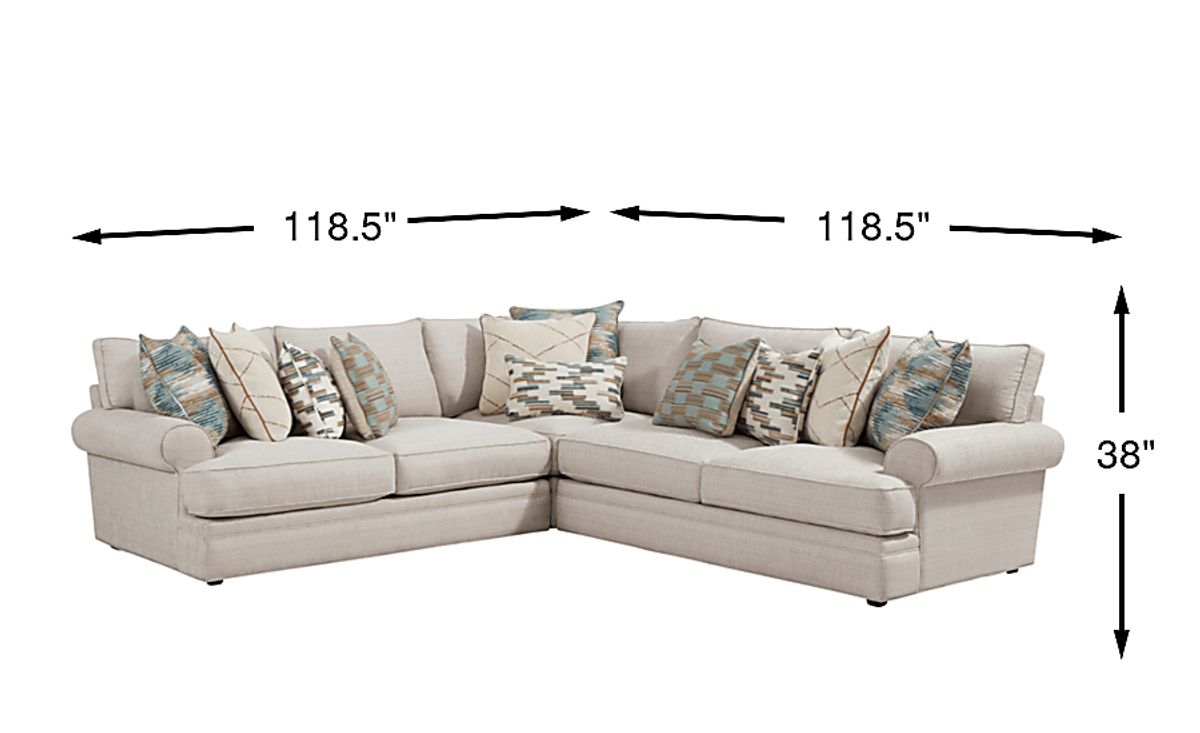 Cindy Crawford Brookview Heights Beige Chenille Fabric 3 Pc Sectional ...