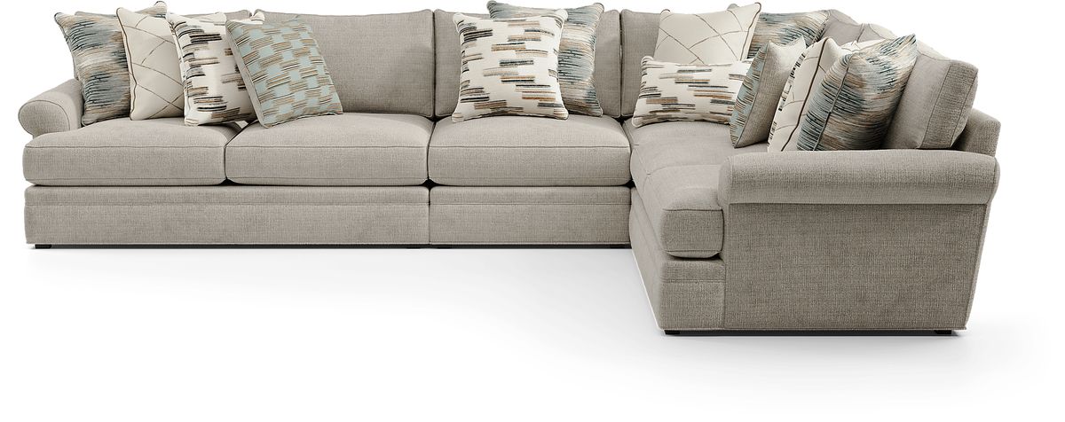 Cindy Crawford Brookview Heights Beige Chenille Fabric 4 Pc Sectional ...