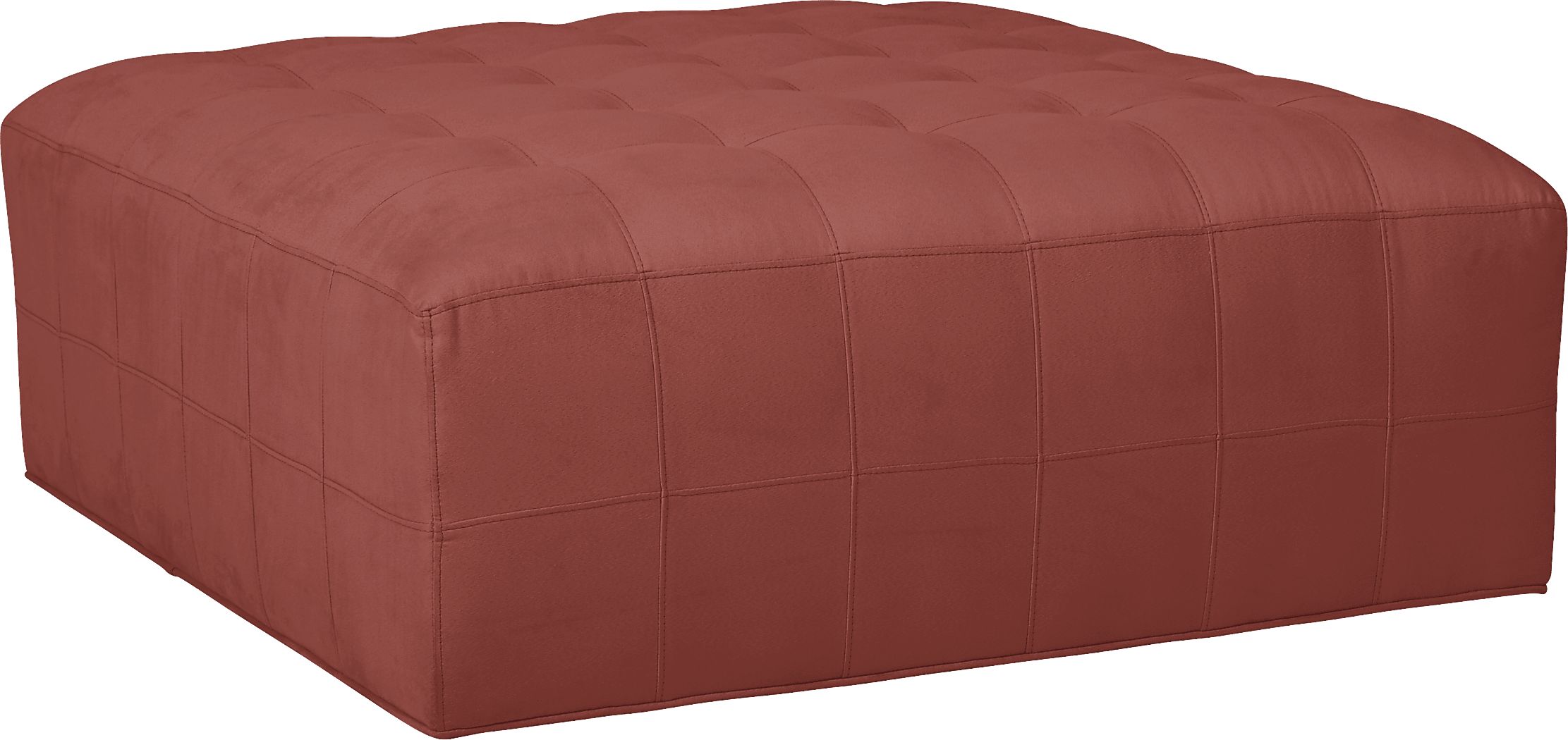 Cindy Crawford Calvin Heights Brick Red Microfiber Cocktail Ottoman ...