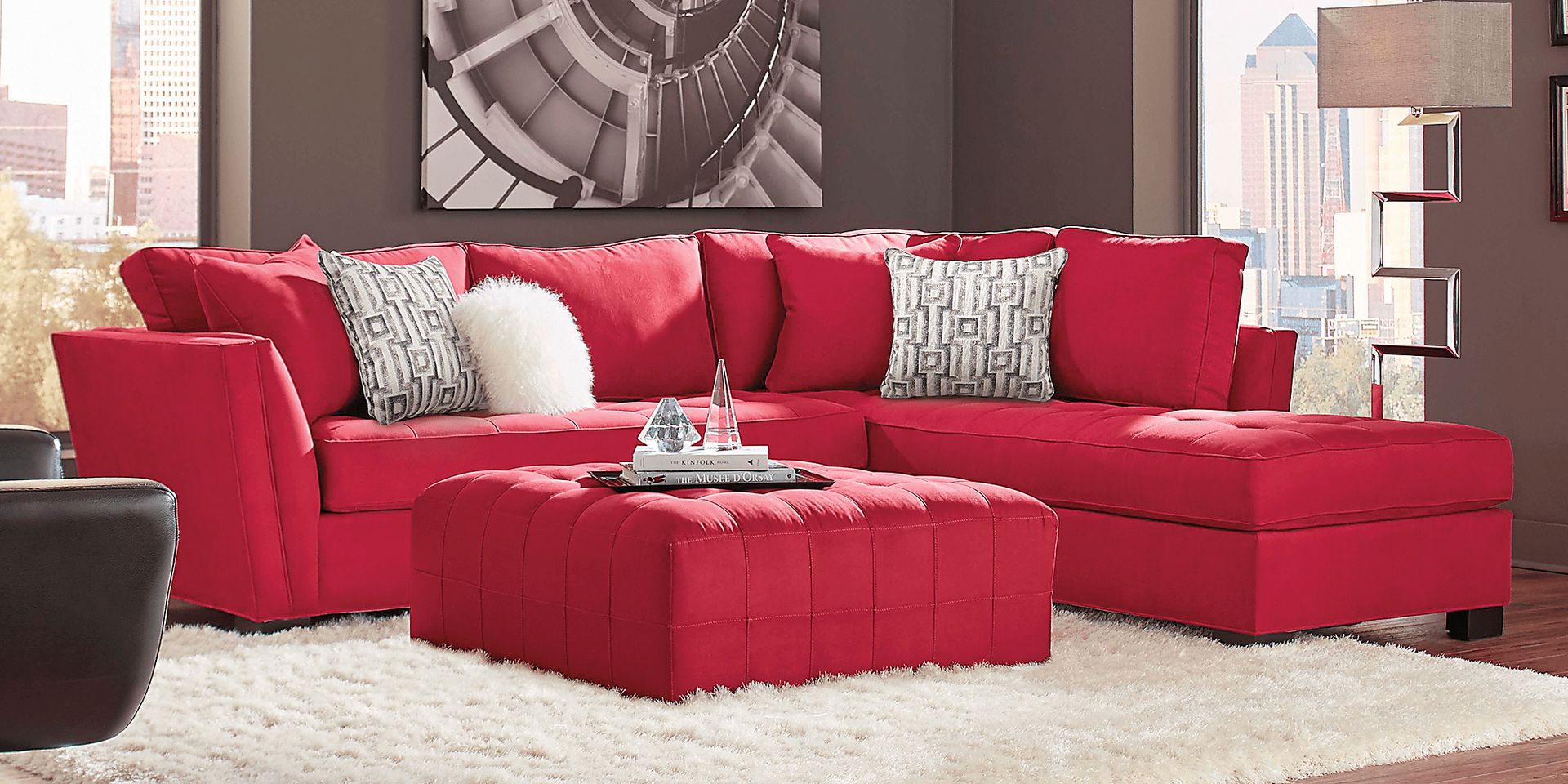 Red sectional living room set store