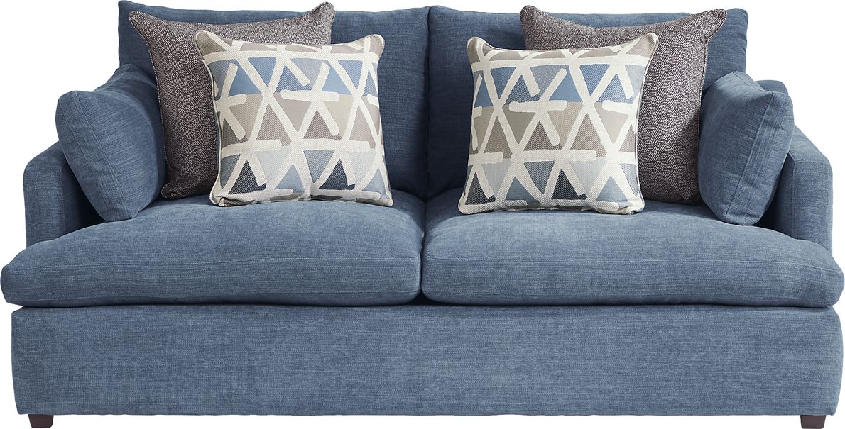 Cindy Crawford Emerson Park Denim Blue Chenille Fabric Loveseat - Rooms ...