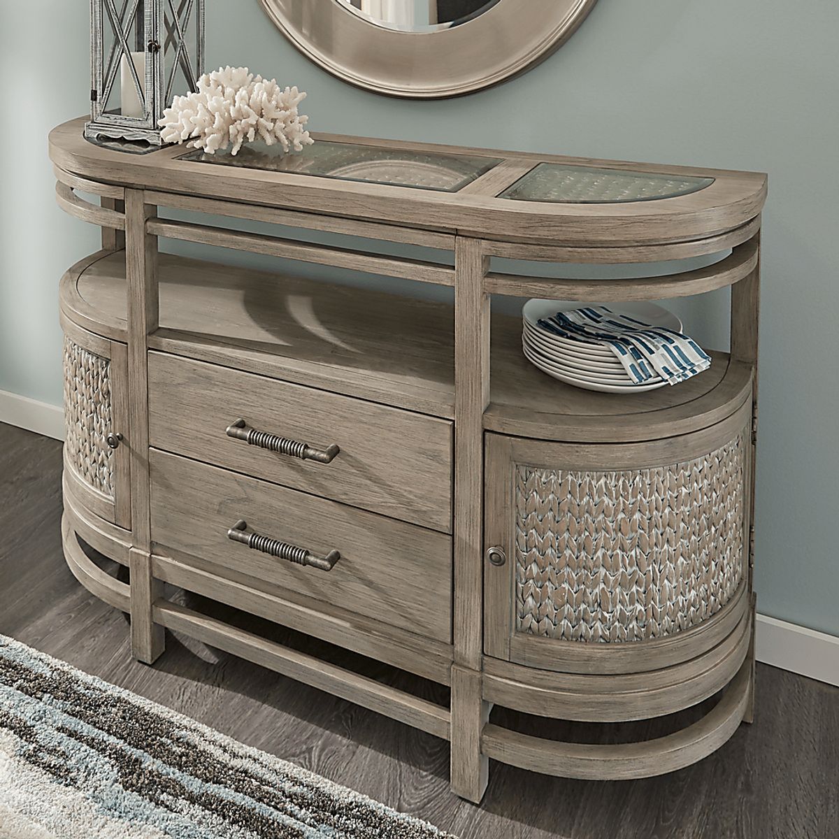 Cindy Crawford Golden Isles Gray Server | Rooms to Go