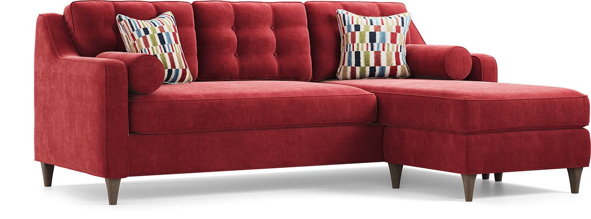 Cindy Crawford Hanover Ruby Red Chenille Fabric Sleeper Chaise Sofa ...