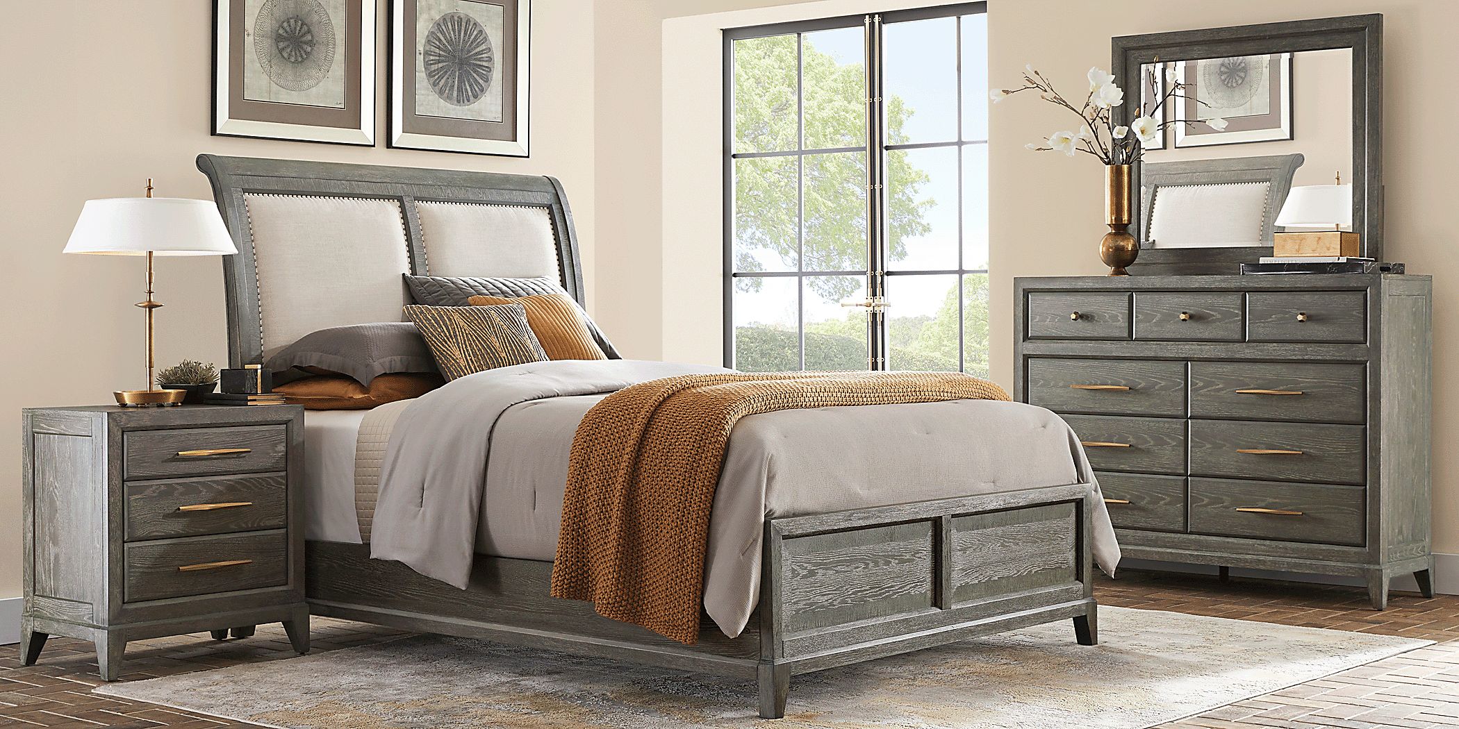 Cindy Crawford Home Kailey Park Charcoal 5 Pc Queen Sleigh Bedroom ...
